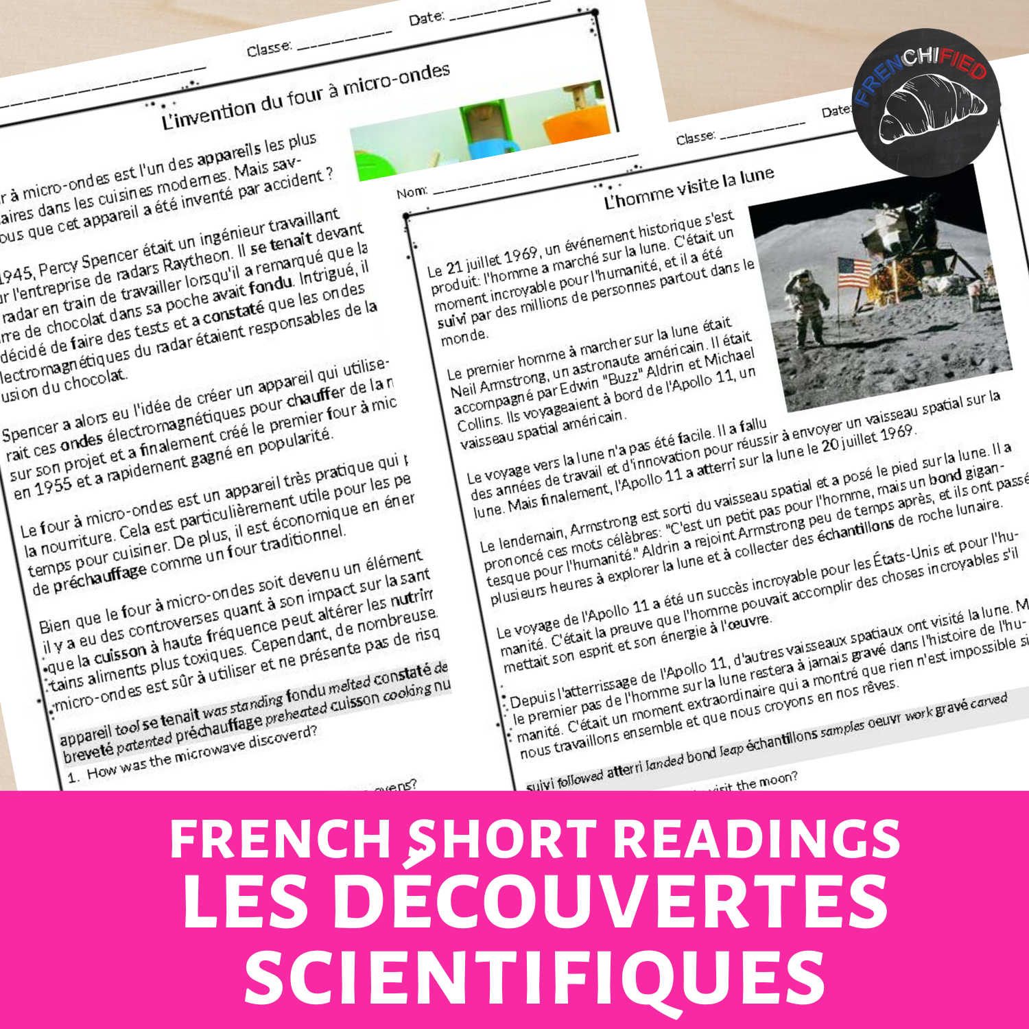 Short French reading passages - Scientific Discoveries - Classful