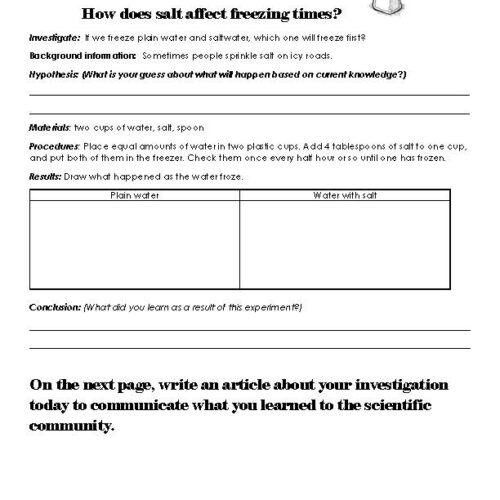 Scientific Method, Science Fair, Winter Science of Ice Research Journal ...
