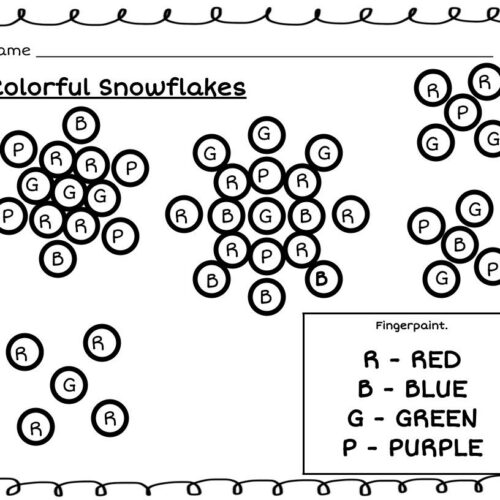 Winter Math Fingerpaint Worksheets- PreK & K Patterns, Colors and ...