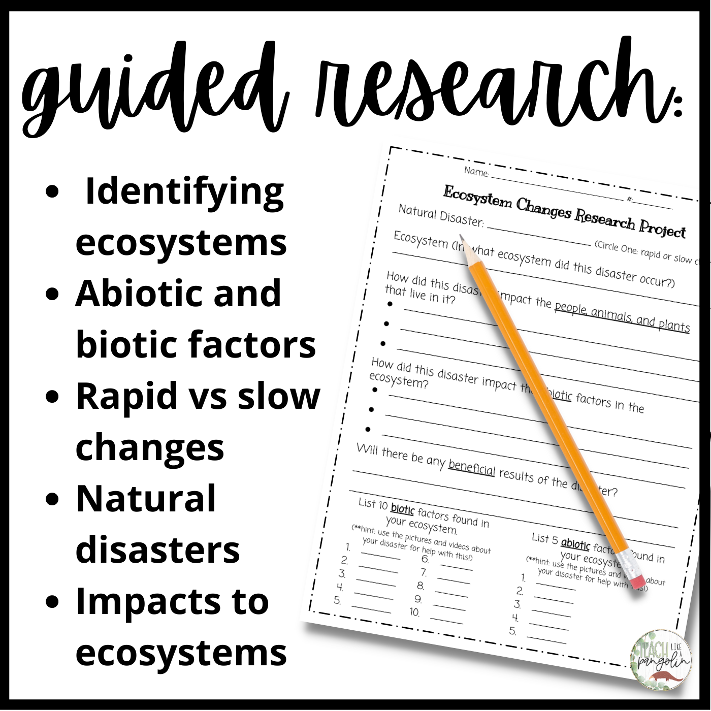 Changes in Ecosystems Research Cross Curricular Project - Classful