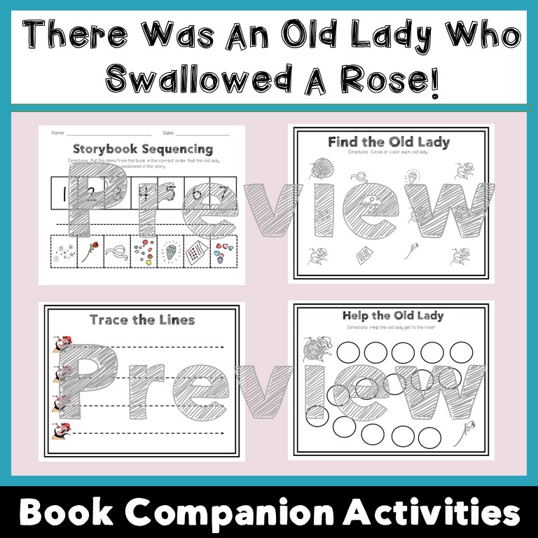 There Was An Old Lady Who Swallowed A Rose- Activities Elementary ...