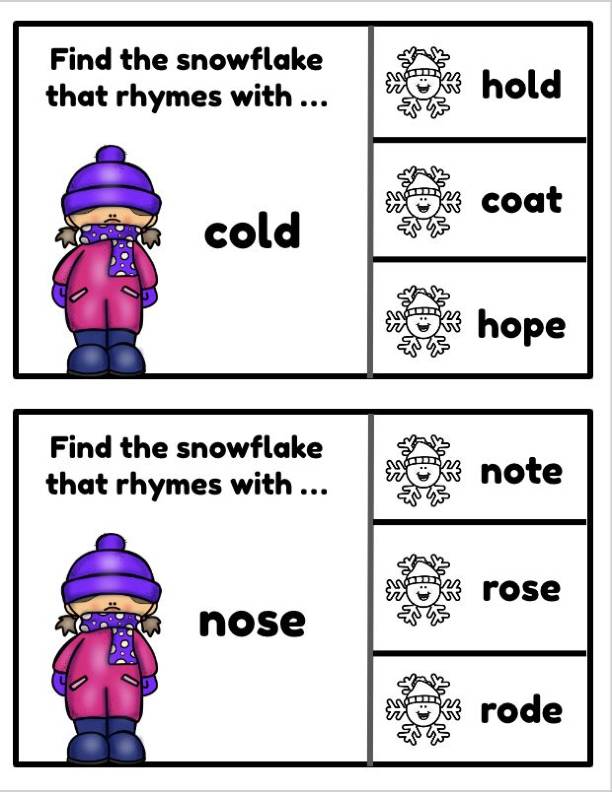 Winter Rhyme Time Workstation Cards and Worksheets - Classful
