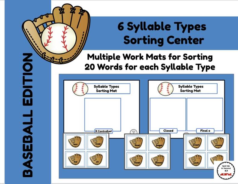 6 Syllable Types Sort- Work Center Cards - Classful