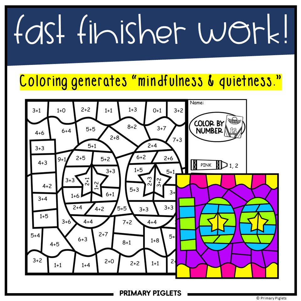 100th Day of School Color by Number Addition - 100th Day of School ...