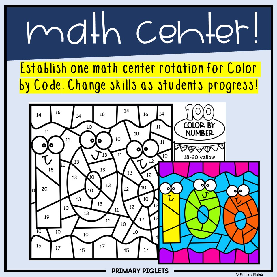 100th Day of School Color by Number - 100th Day of School Color by Code ...