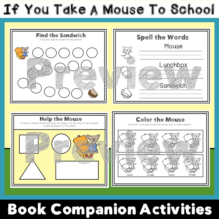 If You Take A Mouse To School- Book Companion Activities Elementary ...