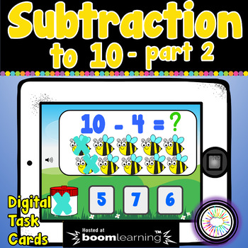 Subtraction to 10 - Cross Out Strategy - Part 2 - Boom Cards™ - Classful