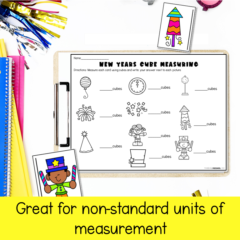 New Year 2023 Cube Measuring Non Standard Measurement for Preschool ...