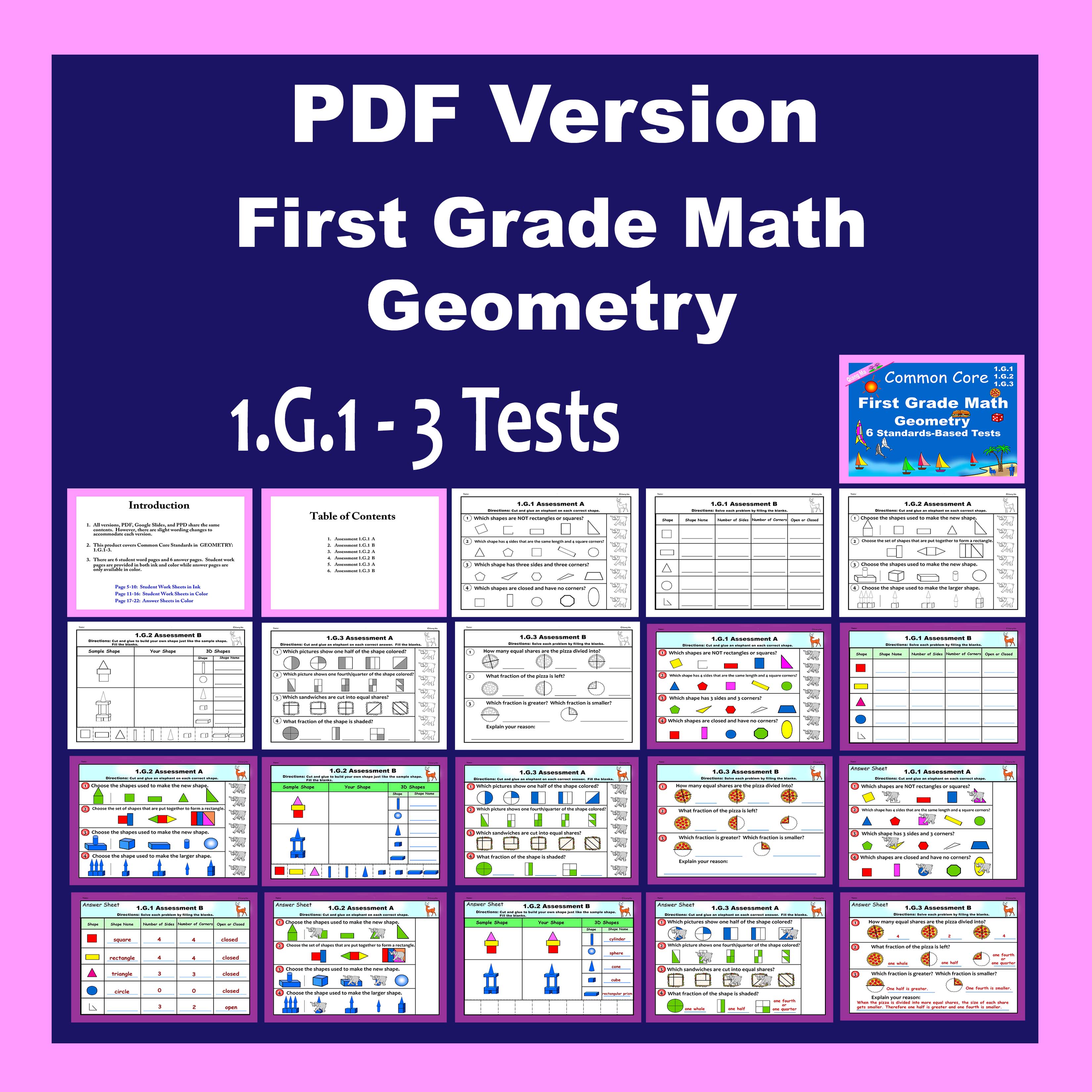 First Grade Math Geometry 1.G Tests - Classful