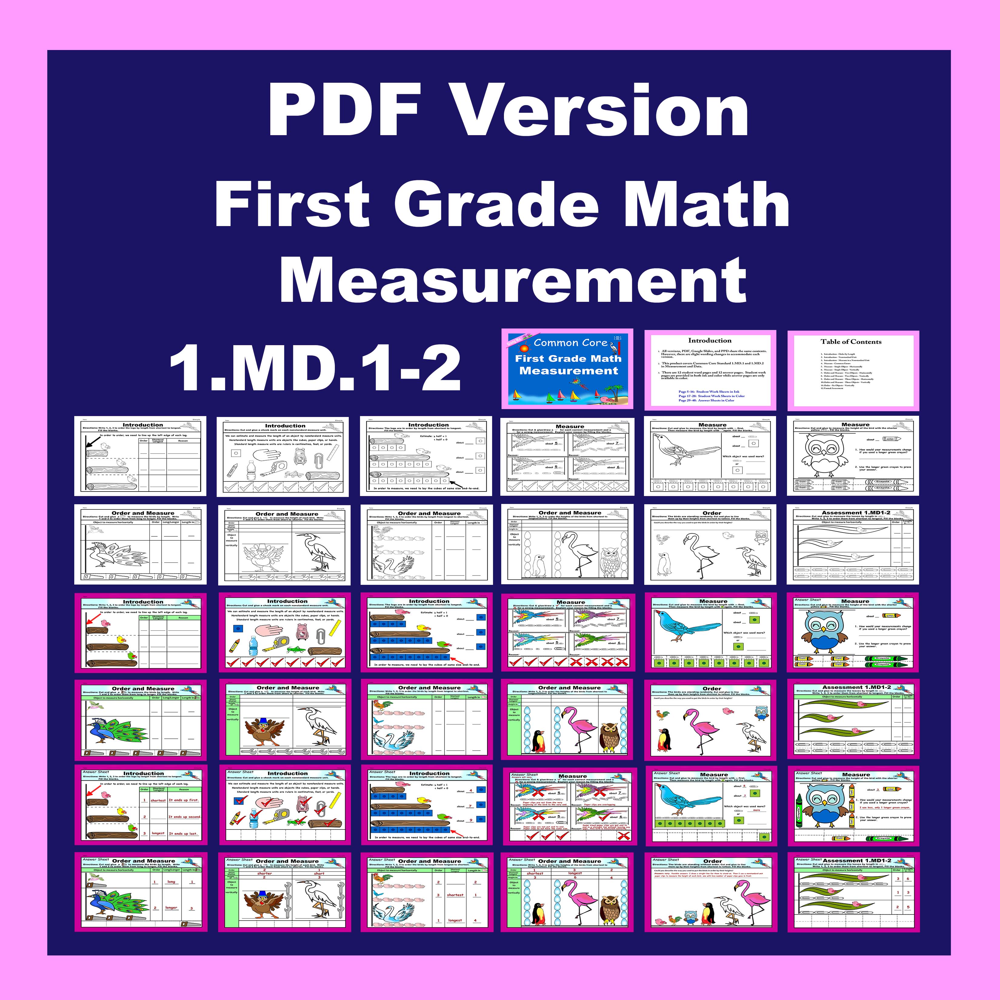 First Grade Math Measurement and Data Bundle 1.MD - Classful