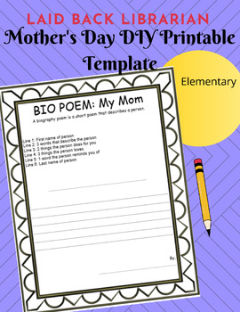 Mothers Day Biography Bio Poem DIY printable template - Classful