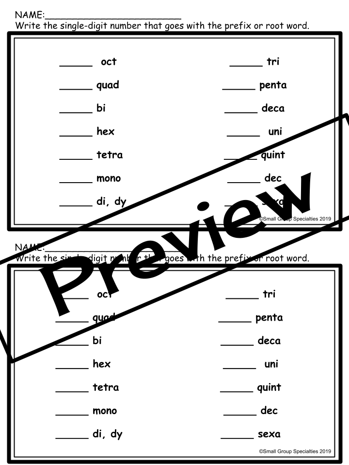 ELA Anchor Chart - Greek and Latin Numerical Prefixes and Roots w ...