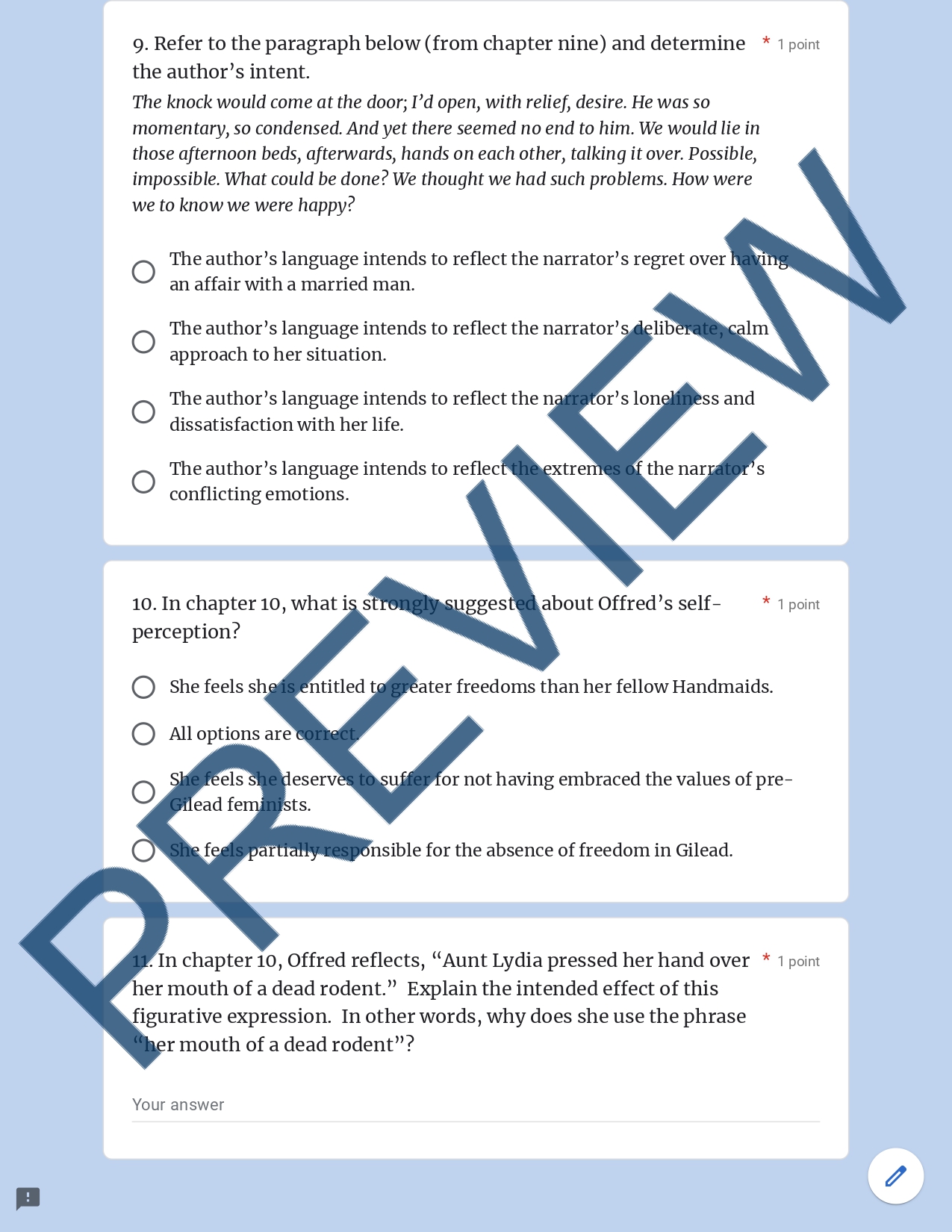 The Handmaid's Tale Chapters 6 through 11 Close Reading Worksheet for ...