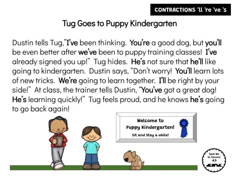The Tales of Dustin and Tug Decodable Passages- Contractions ('ll 're ...