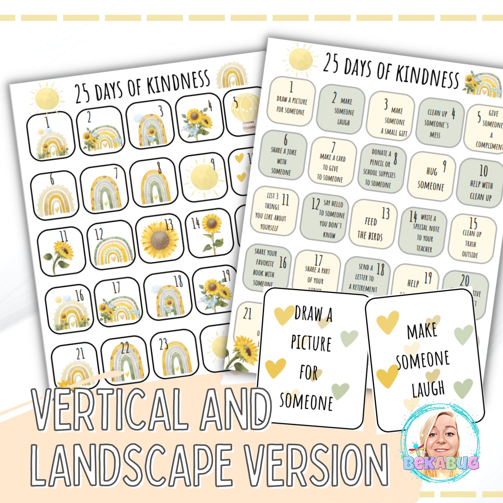 Kindness Activity Calendar Kindness Acts Kindness Encouragement Cards ...