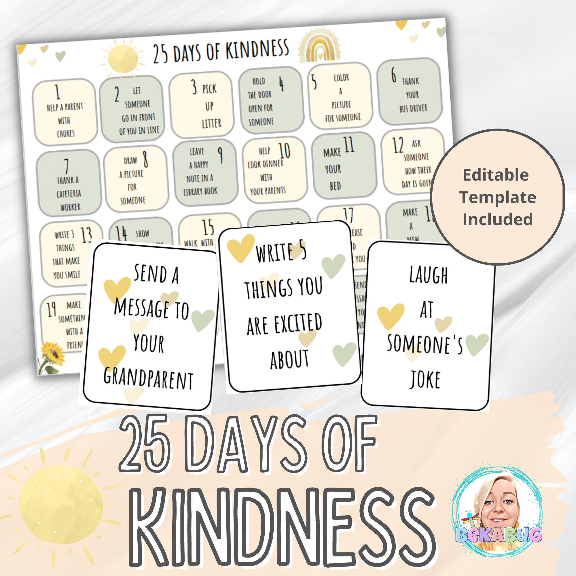 Kindness Activity Calendar Kindness Acts Kindness Encouragement Cards ...