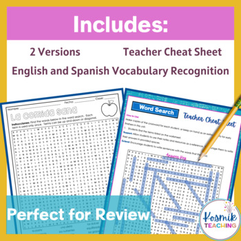 La Comida Sana Spanish Food Word Search - Classful