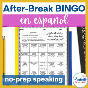 After Break Speaking Bingo Activity for Spanish Class - Classful