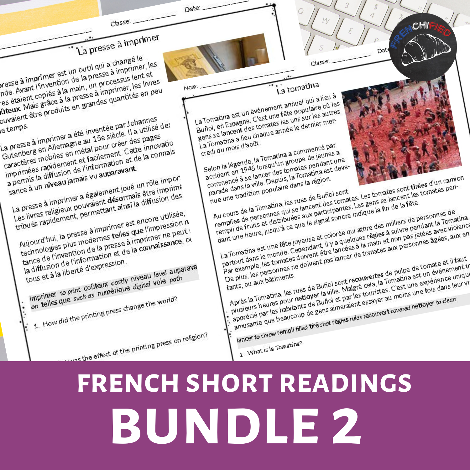 Short French reading passages - Bundle #2 - Classful