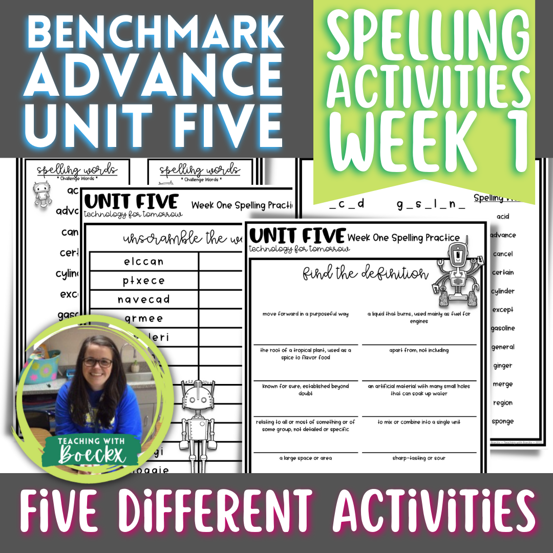 Benchmark Advance - Grade 4 - Unit 5 - Week 1 - Spelling Activities ...