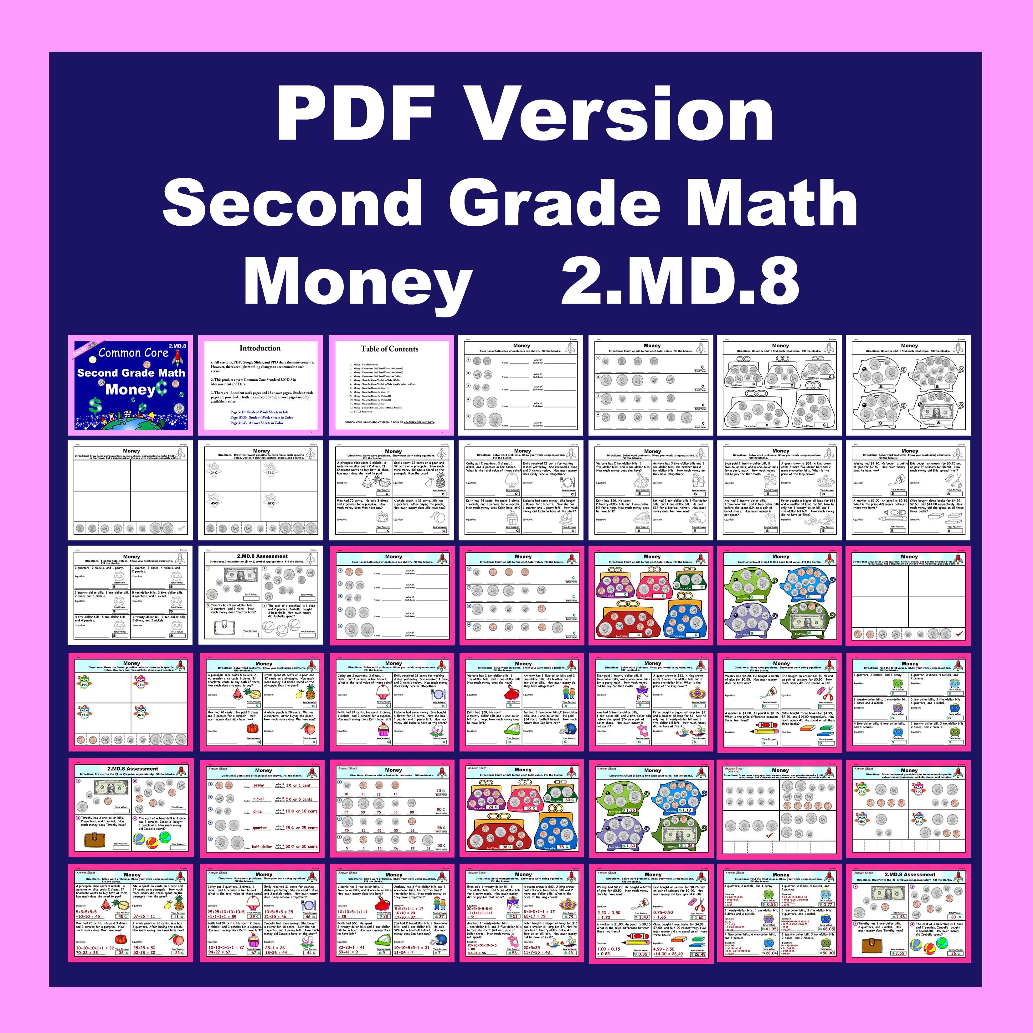 2nd Grade Math Money 2.MD.8 - Classful