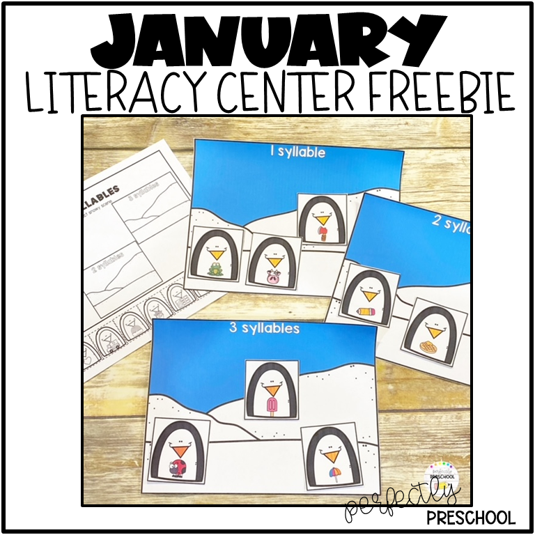 Penguin Syllables January Literacy Center Freebie | Winter Freebie ...