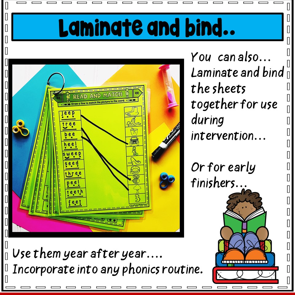 Long E - Phonics Printable Activities and Homework - Classful