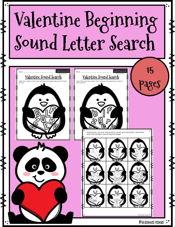 Valentine's Day Beginning Sound Picture & Letter Match Worksheets ...