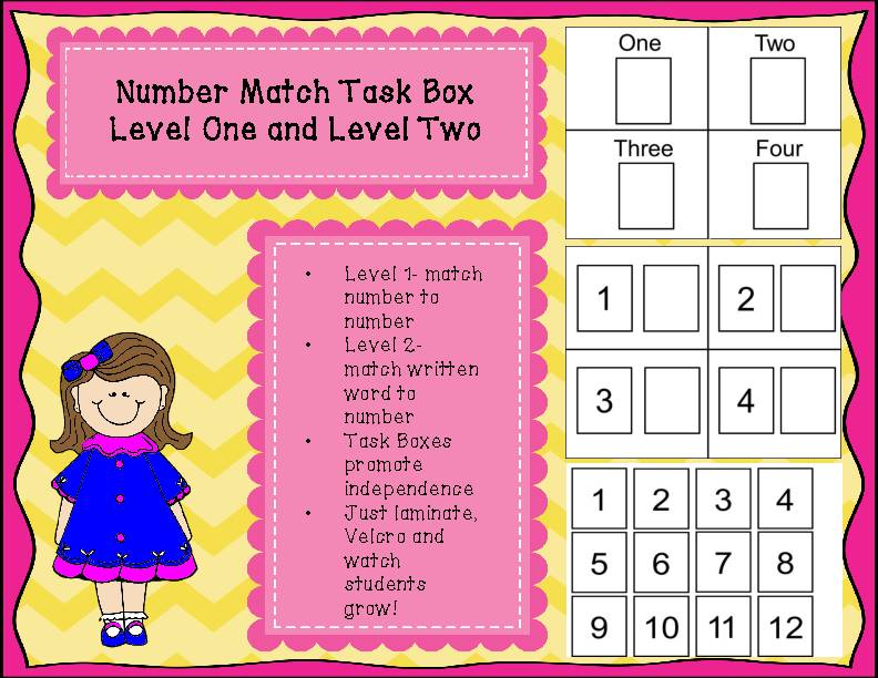Special Education Task Box (Pre-K and Elementary) Math Number Match 2 ...
