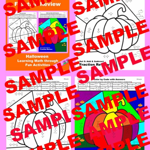 Halloween Color by Code- Add and Subtract Fraction Review - Classful