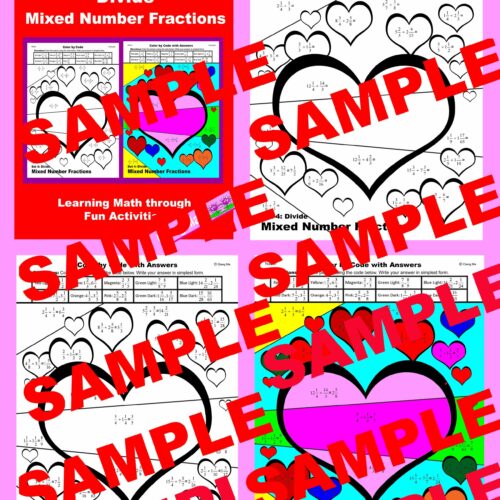 Valentine Color by Code- Divide Mixed Number Fractions - Classful