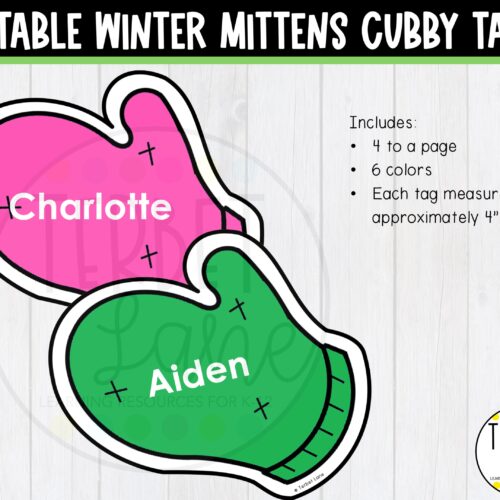 Editable Winter Mittens Cubby Tags - Classful