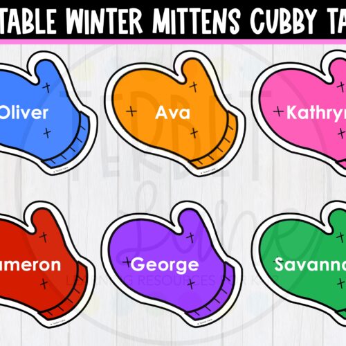 Editable Winter Mittens Cubby Tags - Classful