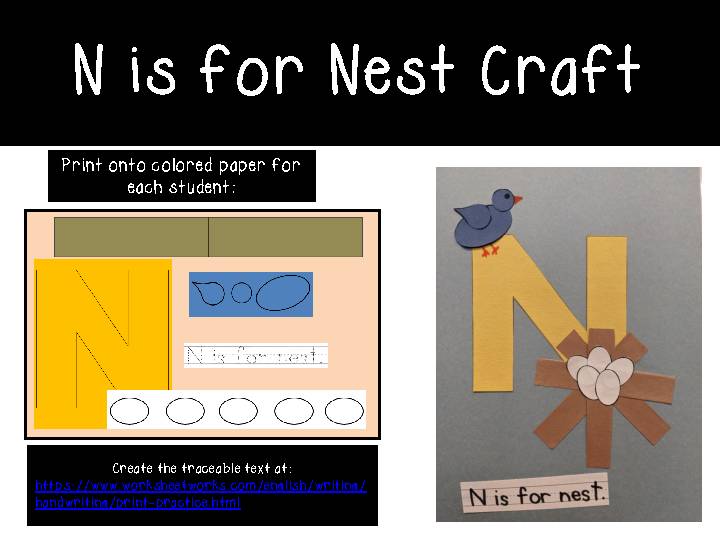 Letter N Craft - N is for Nest Printable Alphabet Beginning Sound ...