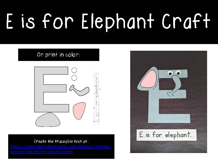 Letter E Craft - E is for Elephant Alphabet Short Vowel Beginning Sound ...