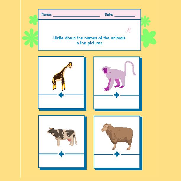 NAME THE ANIMALS WORKSHEETS - Classful