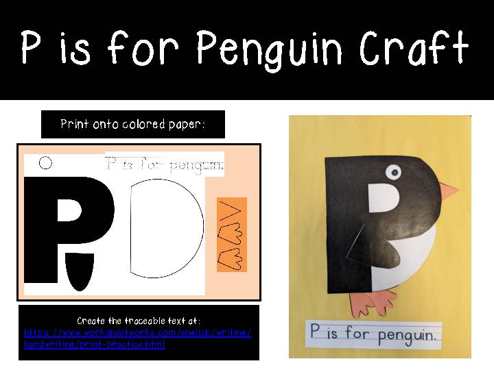 Letter P Craft - P is for Penguin Printable Alphabet Beginning Sound ...