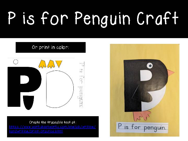 Letter P Craft - P is for Penguin Printable Alphabet Beginning Sound ...