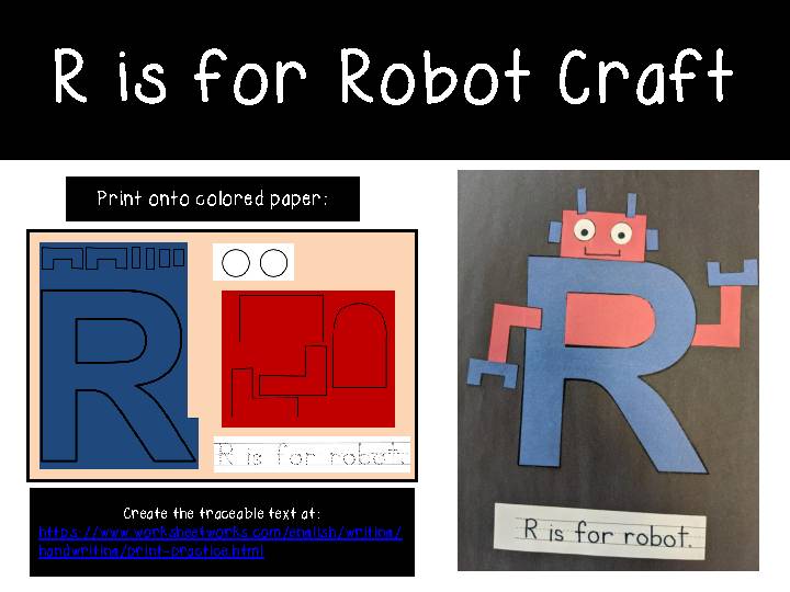 Letter R Craft - R is for Robot Printable Alphabet Beginning Sound ...