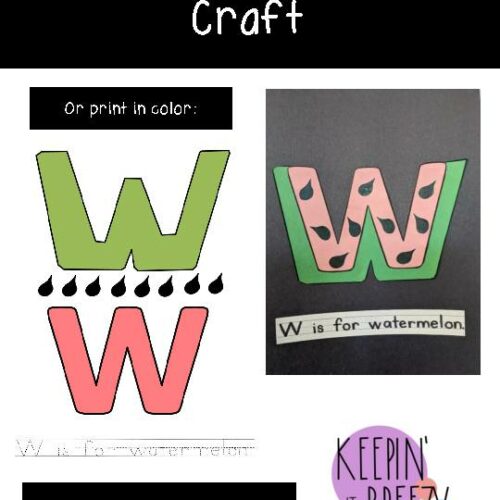 Letter W Craft - W is for Watermelon Printable Alphabet Beginning Sound ...