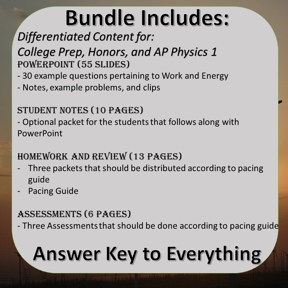 Lesson Plan Package- Energy and Work - Classful