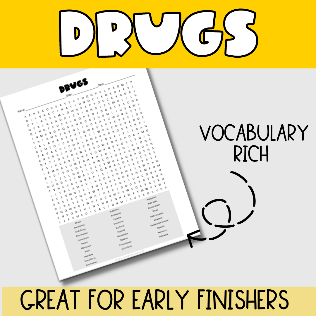 Drugs Word Search Puzzle - Classful