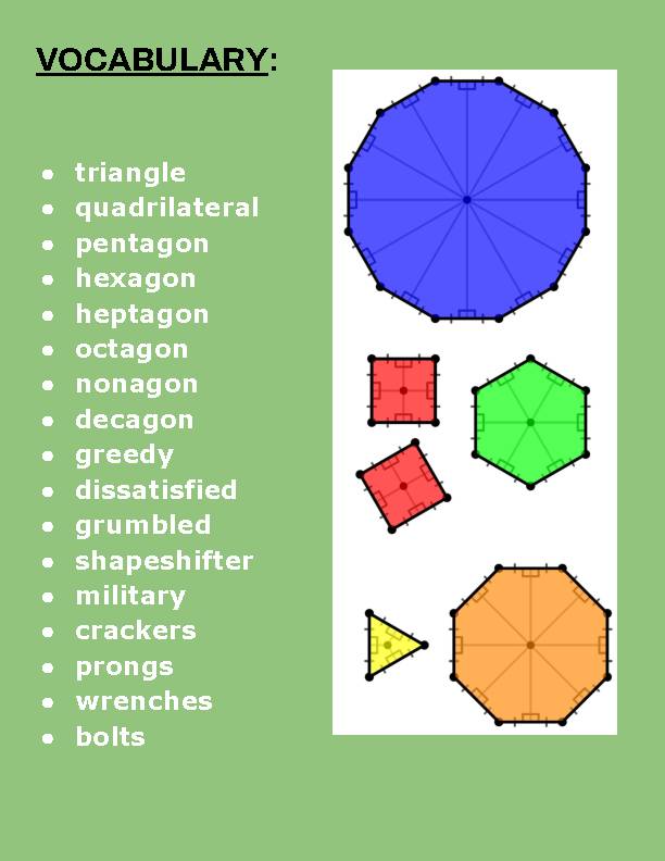 THE GREEDY TRIANGLE by Marilyn Burns- MATH & READING LESSONS - Classful