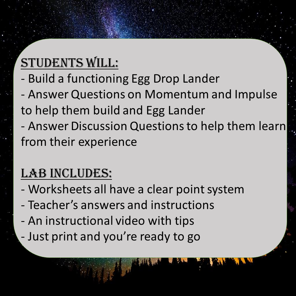 Momentum and Impulse- Egg Drop Lab - Classful