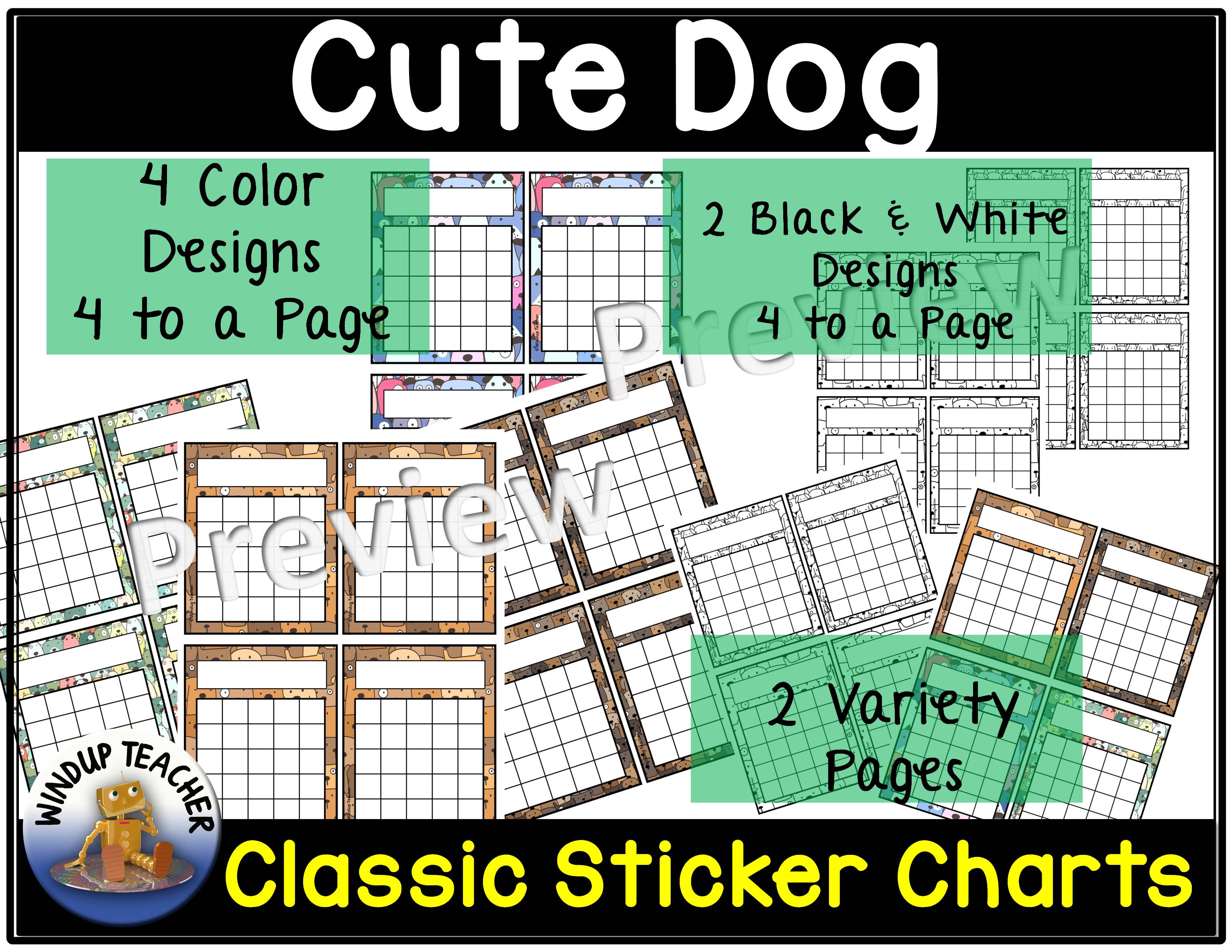 Cute Dog Classic Sticker Charts - Classful