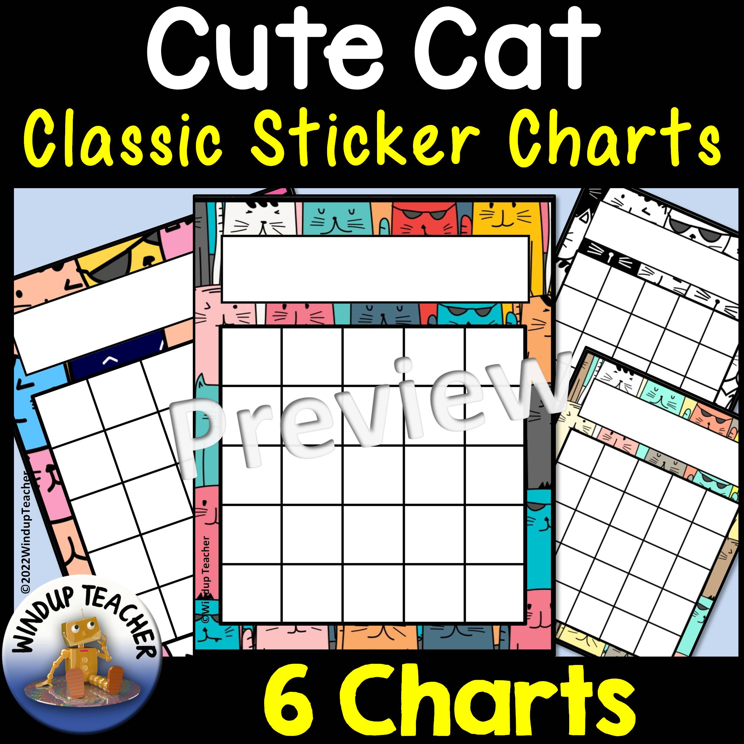 Cute Cat Classic Sticker Charts - Classful