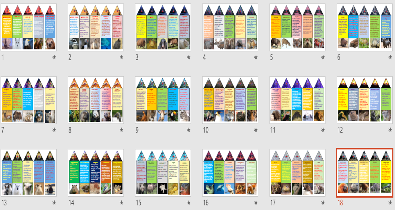 90 BOOKMARKS - EDUCATIONAL MARKERS, PICTURE IDENTIFICATION - Classful