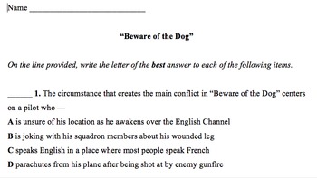 Beware of The Dog by Roald Dahl Study Questions, Quiz, & Essay ...