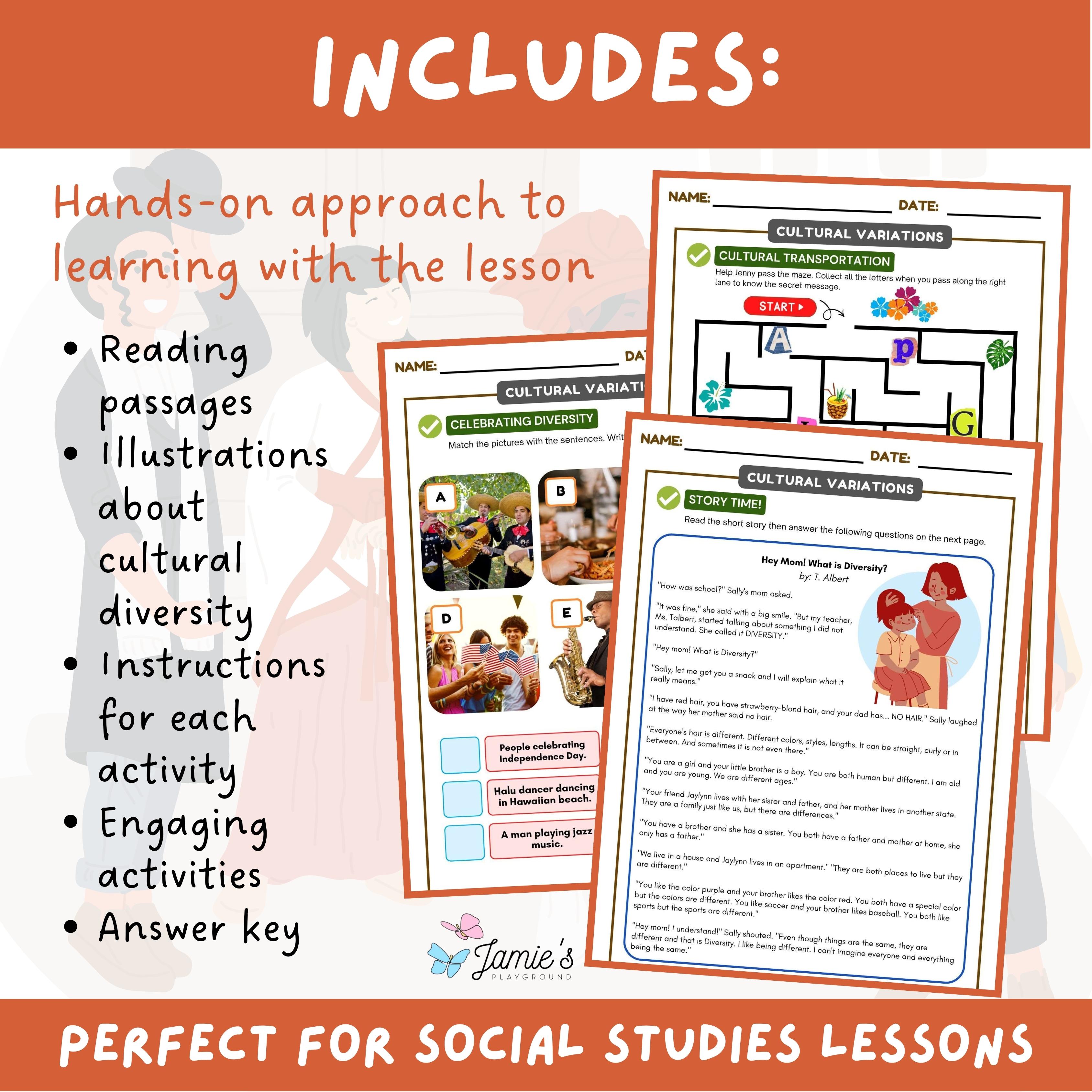 Cultural Diversity Activity & Answer Key 3rd Grade Social Studies ...