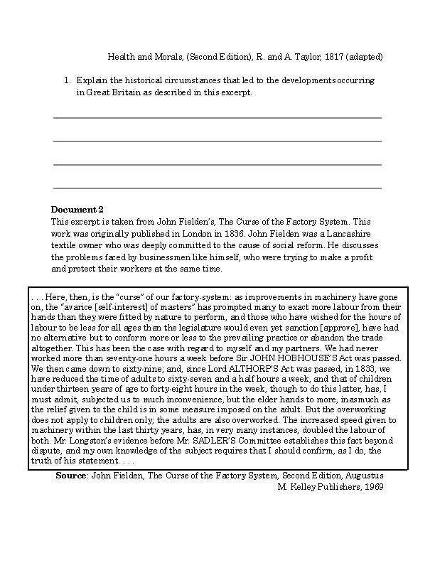 The Industrial Revolution- CRQ - Classful